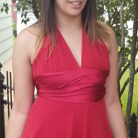 I.C.E. | Dresses | Ice Red Chiffon Overlay Vneck Dress | Poshmark